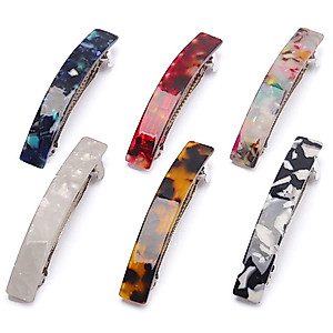 6 Pcs Hair Barrettes for Women,Tortoise Shell Hair Clips Girls Mom Acetate French Design Hair Accessories
