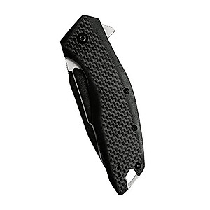 Kershaw Flourish Pocketknife, 3.5" 8Cr13MoV Steel Drop Point Blade, Assisted Opening with Flipper, Carbon Fiber Handle Overlay, Folding EDC,Black