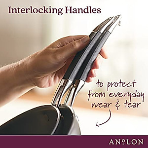 Anolon Smart Stack Hard Anodized Nonstick Frying Pan Set / Skillet Set - 8.5 Inch and 10 Inch, Black