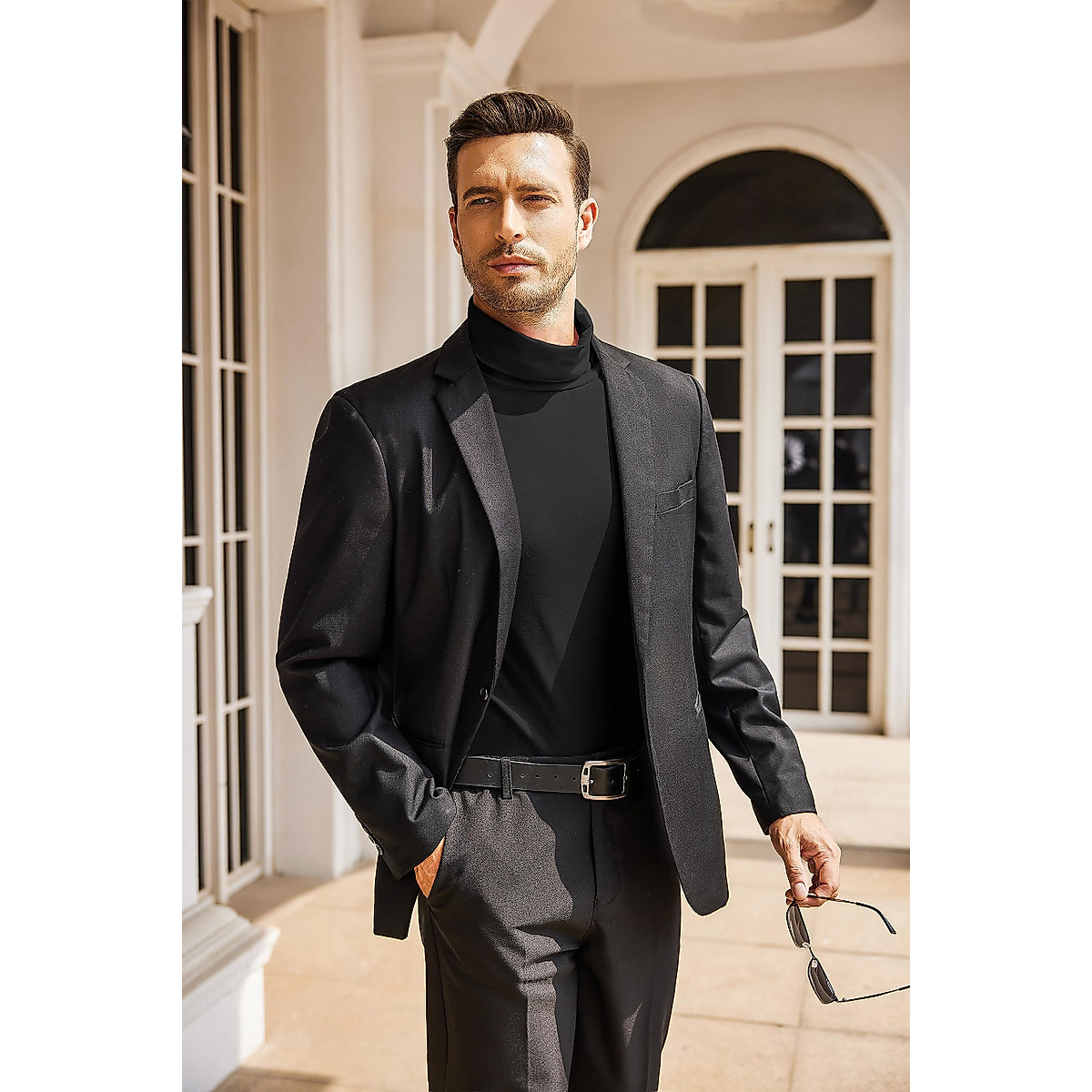 COOFANDY Men's Casual Slim Fit Turtleneck T Shirts Lightweight Basic Cotton Pullovers