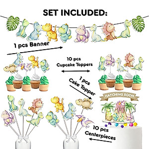 Dino Baby Shower Party Decorations Set! Great Bundle for Dinosaur Theme Shower.