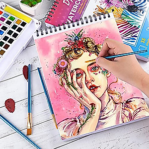 Dyvicl Watercolor Paper Pad 9"x12", Pack of 2, 35 Sheets Each(140 lb/300gsm), Cold Press, Spiral Watercolor Sketchbook for Painting, Drawing, Mixed Media, Acrylic, Art Paper for Kids Adults and Students