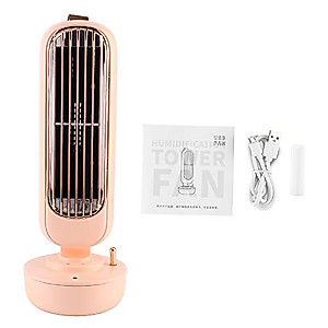 SunshineFace Oscillating Tower Fan Portable Mini Vintage Tower-Shape Humidification Table Fan for Indoor, Bedroom and Home Office