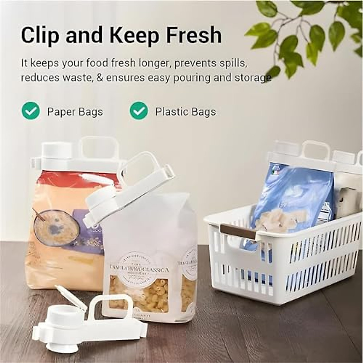 Curject Food Bag Sealing Clip with Pour Spout, Minimalist Style, Food Clip, 6.7"L x 1.1"W x 2.3"H