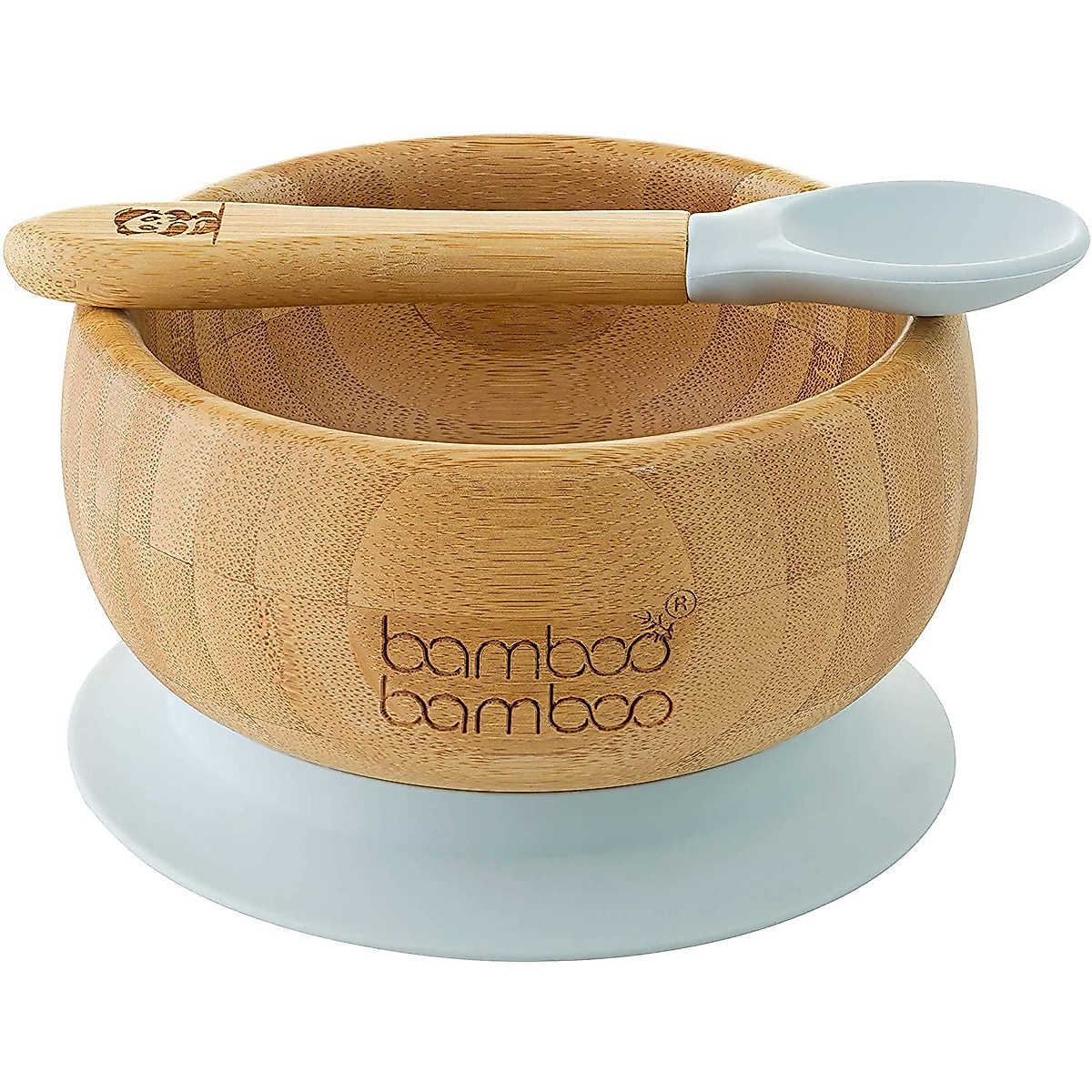 bamboo bamboo ® Suction Bowl for Baby – Bamboo Baby Bowl and Spoon Set with Removable Silicone Suction Cup for Kids | 11.8oz | Non-Toxic | Cool to the Touch | Ideal for Baby-Led Weaning (Gray)
