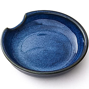 AooLen Ceramic Spoon Rest for kitchen, Spoon Holder for Stove Top, Coffee Spoon Rest, Spoon Cradle, Kitchen Basics, Kitchen Accessories For Utensils, Set of 1, Reactive Glaze Blue