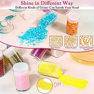 36 Pcs Fine and Chunky Glitter for Resin, Audab Fine Glitter Powder Assorted Holographic Resin Glitter Nail Sequins for Hair, Makeup, Slime, Resin Tumblers, Resin Molds