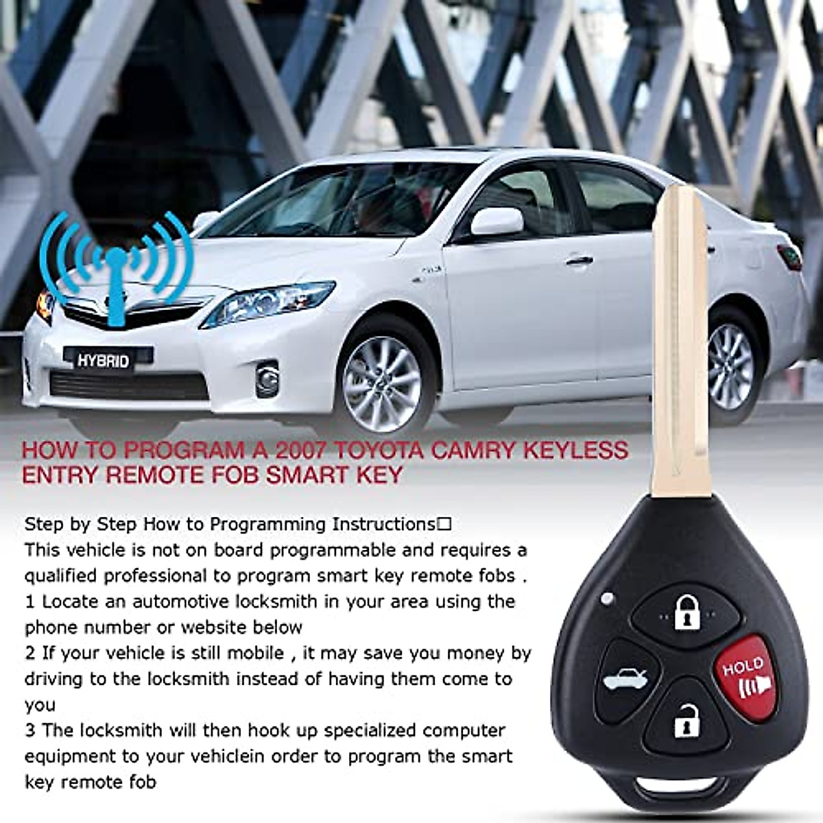 Car Remote Key Fob Replacement fits for Toyota Camry 2007-2010/ Corolla 2009-2010 Vehicles That Use HYQ12BBY with 4D67 Chip (1 PCS)