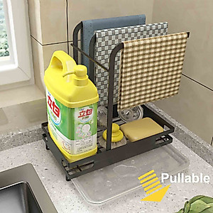 Kitchen Arrangement Rack, Wall-Mounted Countertop Dual-use Sink Storage Rack, with Removable Drain Pan,Black