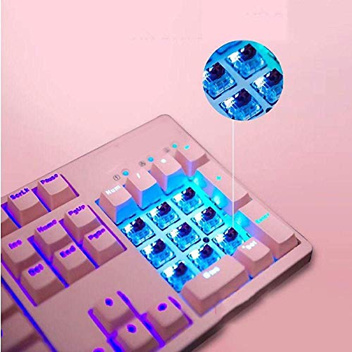 WuyUesun Gaming Keyboard and Mouse Set Optical Magnetic Mechanical Keyboard Mouse USB Headset, Pink