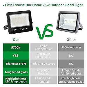 RFPP LED Flood Light Outdoor,2Pack 25W Plug in Motion Sensor Light with 5ft Cord,120V Security Lights with photocell Waterproof 5700K Flood Lights Lighting for Yard Backyard House Wall (25, Watts)