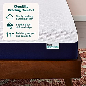 Sleep Innovations Shiloh 12 Inch Memory Foam Mattress with Ventilated Suretemp Foam for Breathability, Queen Size, Bed in a Box, Medium Firm Support