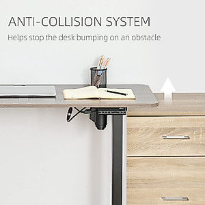 Vinsetto Electric Height Adjustable Standing Desk with 54" Desktop, Sit Stand Home Office Desk with Memory Button Control and Anti-Collision System, Teak/Black