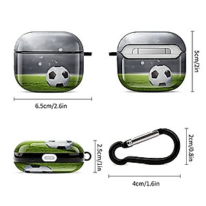 Omw2fyb AirPods Case Soccer on Grass Cover for AirPods 3 with Keychain Full Protective AirPods Accessories Skin Cover for Women Girl Men Boy