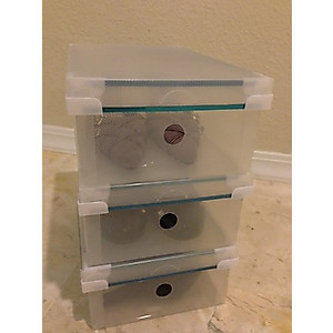 Epetbed 20 Pack Plastic Shoe Size Storage Top Lid Boxes Container for Closet Organizer