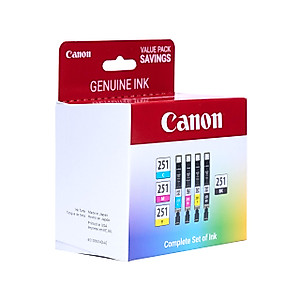 Canon CLI-251 BK/CMY 4PK Compatible to MG6320, iP7220, MG5420, MX922, MG7120, MG6420, MG5520, iX6820, iP8720, MG7520, MG6620, MG5620