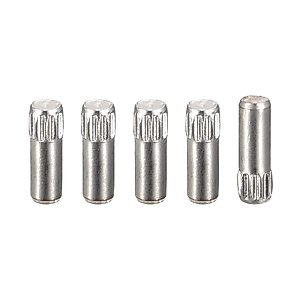 uxcell 3x6mm 304 Stainless Steel Dowel Pins, 5Pcs Knurled Head Flat Chamfered End Dowel Pin, Wood Bunk Bed Shelf Pegs Support Shelves Fasten Elements