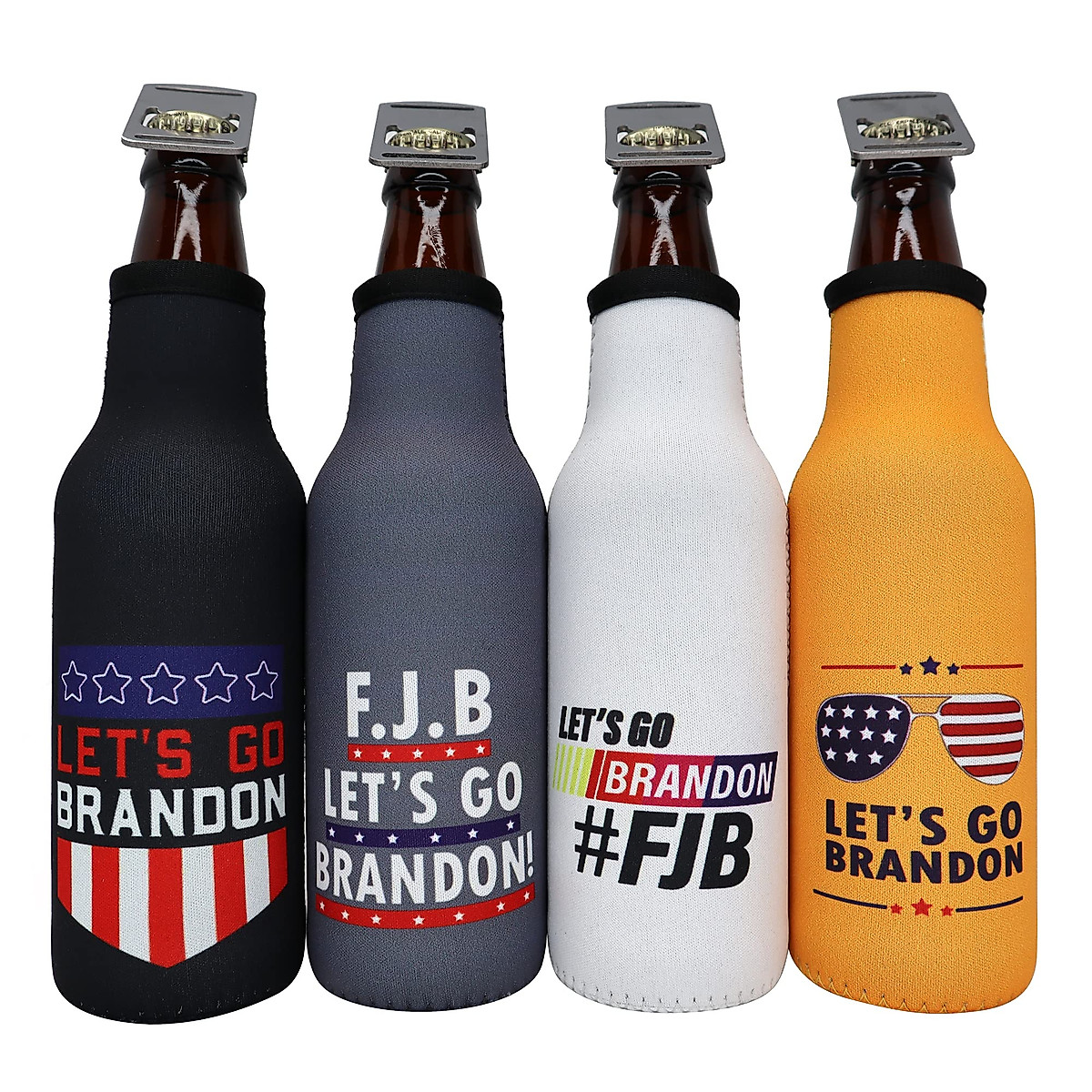 Let's Go Brandon Republican Gift - FJB Ferk Jer Berdin LGBFJB Patriotic Trump Gifts for Him Insulated Cooler Sleeve with Zipper, Built-In Removable Bottle Opener, 12 oz. Bottle Insulator Thermocooler