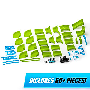WowWee Power Treads Hyperdrive Zipline Car Set – Race Track Playset Includes 1 Vehicle and 60+ Pieces