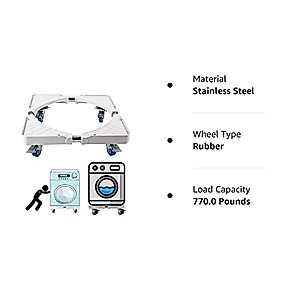 Multi-Functional Movable Base Furniture Dolly Size Adjustable for Washing Machine, Dryer and Refrigerator (4 Wheels)