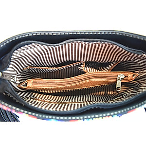 Native Conchos Studded Purse Women Rhinestone Crossbody Handbags Leather Tassel Country Adjustable Strap Single Shoulder Bag (Purple)