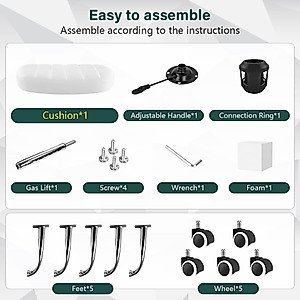 BFTOU White Minimalist Square Swivel Stool with Wheel for Work SPA Shop Massage Height-Adjustable and Cost-Effective Rolling Stool Chair
