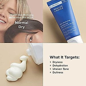 Paula's Choice RESIST Skin Restoring Moisturizer SPF 50, UVA & UVB Protection, Shea Butter & Niacinamide, Anti-Aging Sunscreen for Dry Skin, 2 Ounce
