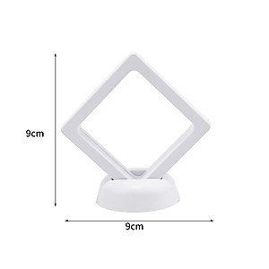 10 Pcs Diamond Shape Floating Display Case, 3D Floating Frame Display Holder Stands for Jewelry Commemorative Coin Medallions Fossil, 3.5 x 3.5 x 0.8 inches, White