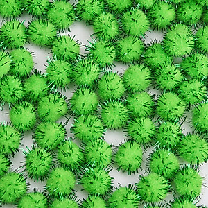 Livder Christmas Pom Poms Pompoms Light Green Glitter Fluffy Balls, DIY Art Crafts Gifts Decorations Supplies(0.6 inches, 500 Pieces)