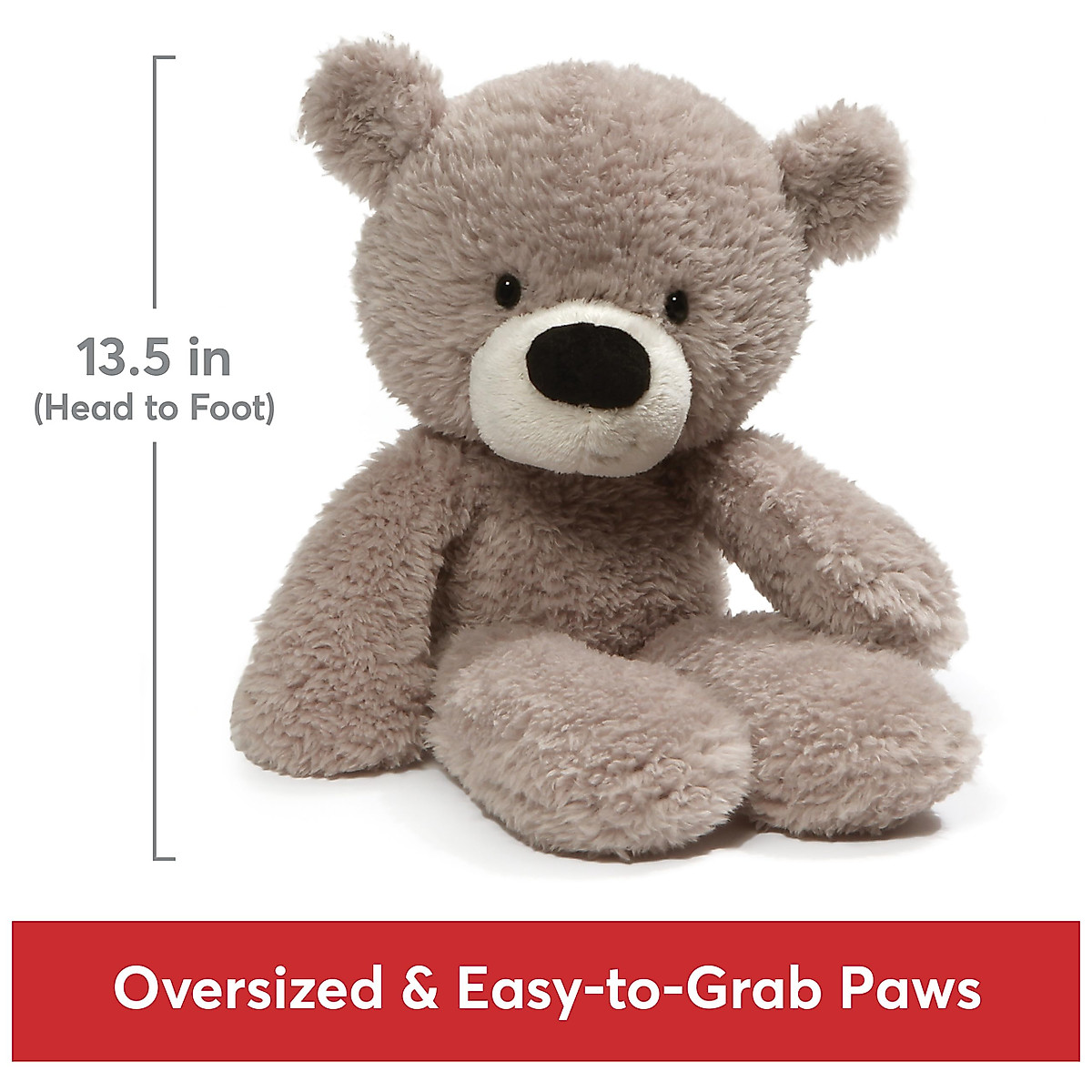 GUND Fuzzy Teddy Bear, Premium Stuffed Animal for Ages 1 and Up, Gray, 13.5”