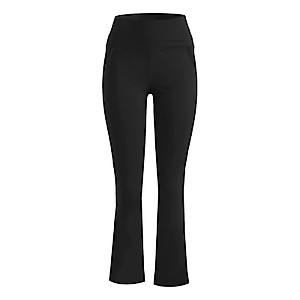 PETYCZEN Flare Leggings for Women Buttery Soft Bell Bottom Yoga Pants with Pockets Crossover High Waisted Tummy Control Leggings Non See Through Full Length Workout Gym Leggings(A-Black,Medium)