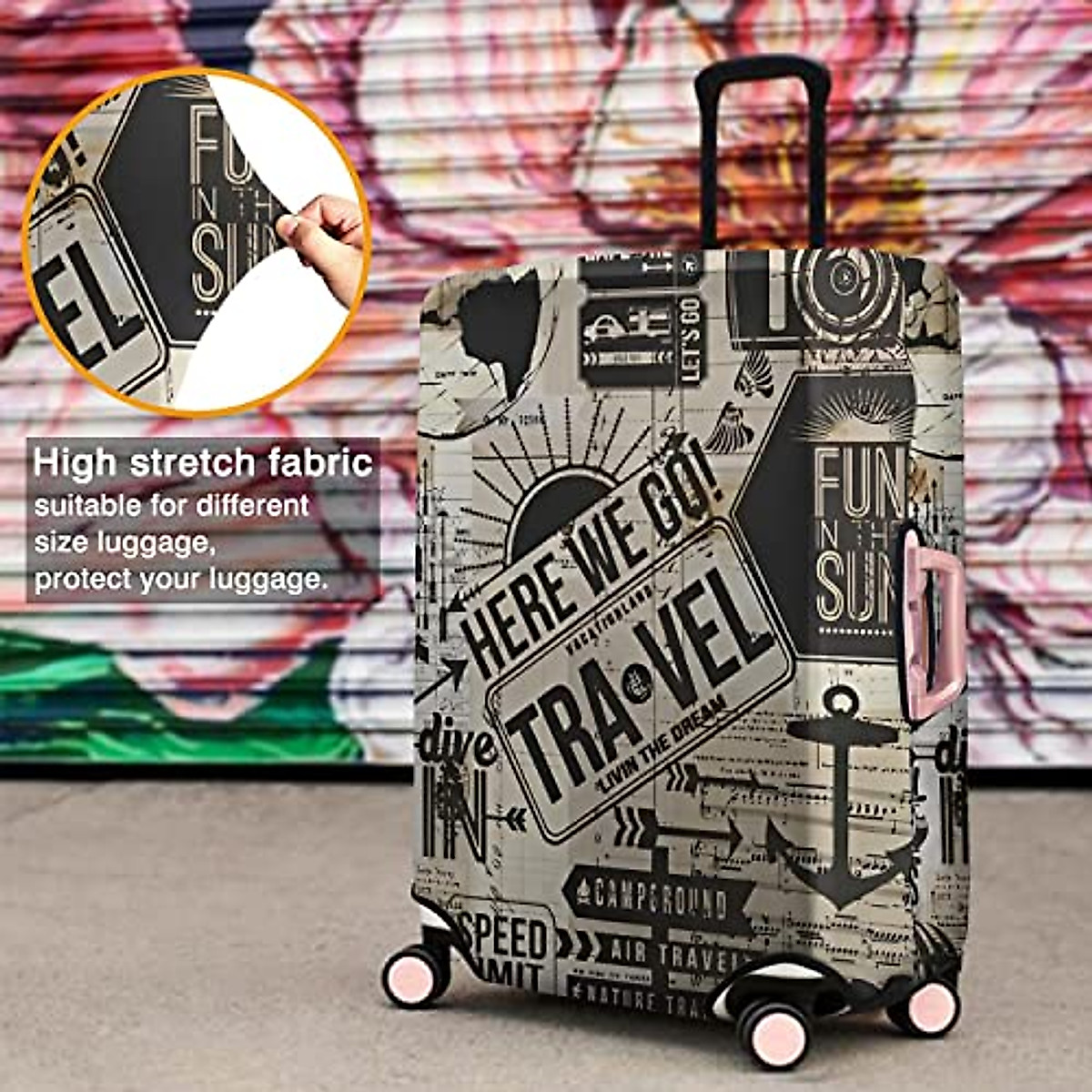 Xidingyue Luggage Cover Washable Travel Suitcase Protector Spandex Luggage Cover Fit 22-24 Inch Luggage - - Here we go Travel