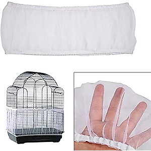 4 Colors Bird Cage Skirt, Large Size Ventilated Soft Nylon Bird Cage Cover Shell Seed Catcher for Pet Products 52-98.4inch Circumference Mesh Pet Bird Cage Prevent Seeds from Falling (White)