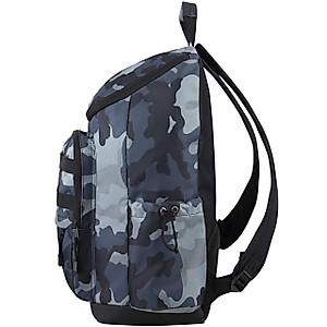 FUEL Multi-Pocket Cargo Backpack with High Capacity Top-Loader Entry, Black/Midnight Blue/Camo
