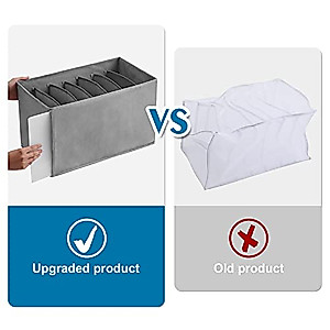 Coorganisers 2 PCS Sweater Wardrobe Clothes Organizer,Washable Clothes Organizer for Folded Clothes with PP Board Handle,7 Grids Closet Organizers and Storage Box for Jeans,Pants,Sweater,Jacket,Shirt