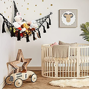 Stuffed Animal Toy Hammock Corner Hammock Organizer Display Rack Bohemian Net Bag For Hanging Toys Hanging Stuffed Animal Organizer Corner Toy Storage Rack Stuffed Animal Net Tassel 44 In (Pink)