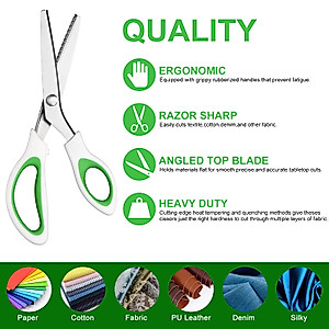 YUQGAOP Pinking Shears，9” Zig Zag Scissors for Fabric，Pinking Shears Scissors for Fabric Cutting，Professional Handheld Dressmaking，Great for Many Kinds of Sewing Fabrics Leather and Craft Paper