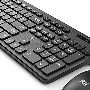 Wireless Keyboard and Mouse Combo - Rii Standard Office for Windows/Android TV Box/Raspberry Pi/PC/Laptop/PS3/4 (1PACK)