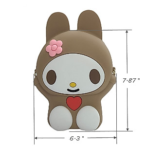 Cartoon Crossbody Bag Silicone Rabbit Pet Purse Handbag for Women Girls Shoulder Bag(Brown)