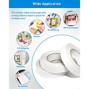 XEHAHOSH 3 Rolls Double Sided Tape for Crafts, Arts, Scrapbooking, Photography, Paper Backing, Tear-by-Hand. 0.6in by 43-FT