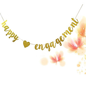 YaFeiDa Happy Engagement Banner Future Mr & Mrs Banner for Engagement Bridal Shower Bride and Groom Party Decorations Pre-Strung Sign (Gold) (SKA-NB024)