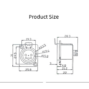 GDQLCNXB XLR Female Jack 3 Pin Panel Mount Jacks, XLR Female Socket Audio Speaker Microphone Connector 4Pcs,Silver Metal Housing