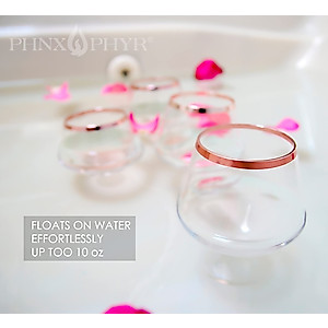 Phnx Phyr Hand Blown Crystal Rose Gold Wine Glasses set 4 - Stemless wine glass set - Stemless wine glasses - Red wine glasses set of 4 - Large white wine glass - Wedding - Gift packaging