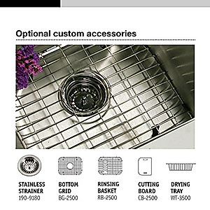 Houzer Stainless Steel STS-1300-1 Eston Series l Kitchen Sink - Undermount 23 inch Single Bowl Sink, Corrosion Resistant Stainless Steel, Easy to Clean Satin Finish, Ideal for Washing and Food Prep