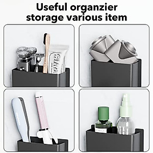 susswiff Hair Dryer Holder, with Caddy and Plug Hook, Metal Blow Dryer Holder Wall Mount, Self-Adhesive Extra Sticky, Hair Rack for Hair Care Product, Small Straightener Curling Iron Hot Tool, Grey