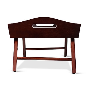 BirdRock Home Wood Bed Tray with Folding Legs - Wide Breakfast Serving Tray Lap Desk with Sides and Handles - Walnut