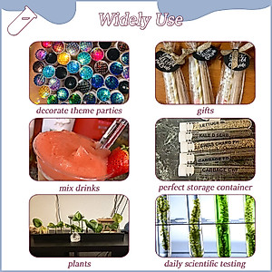 50 Pcs Clear Plastic Test Tubes with Rack,16 x 100mm(10ml) Tube with Caps and 50 Holes Tubes Rack for Scientific Experiments,Beads Liquid Storage Containers,Scientific Theme Party Decorations