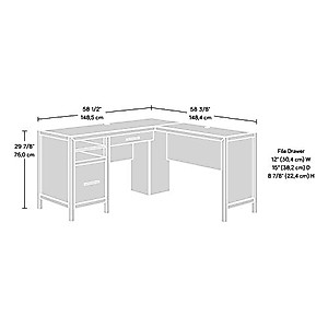 Sauder Pacific View L-Desk, L: 58.47" x W: 58.43" x H: 29.92", Chalked Chestnut Finish