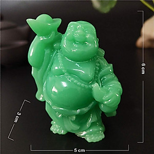 Seyee-bro Glowing Money Maitreya Laughing Buddha Statue Sculpture Garden Home Decoration Man-Made Jade Stone Ornaments Buddha Figurines