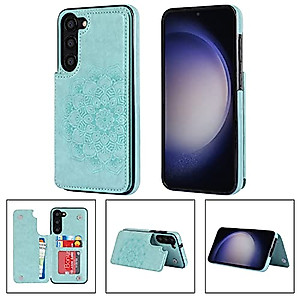 ACXLIFE Galaxy S23Plus 5G Case S23 Plus Card Credit Holder Wallet Protective Cover with Card Slot and Leather Case for Samsung S23Plus 6.6Inch (Green, S23 Plus 6.6inch)